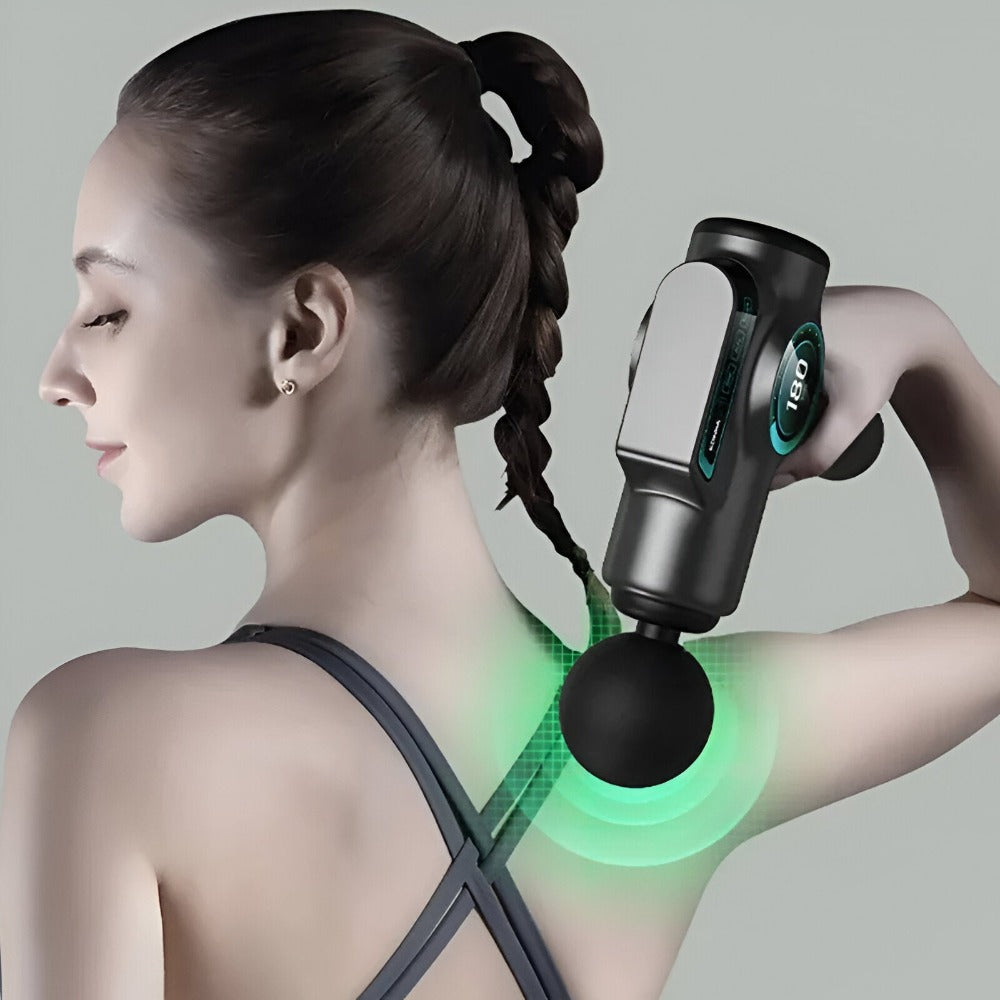 Aparat pentru Masaj Profesional Tip Pistol, 8 Capete Interschimbabile ...