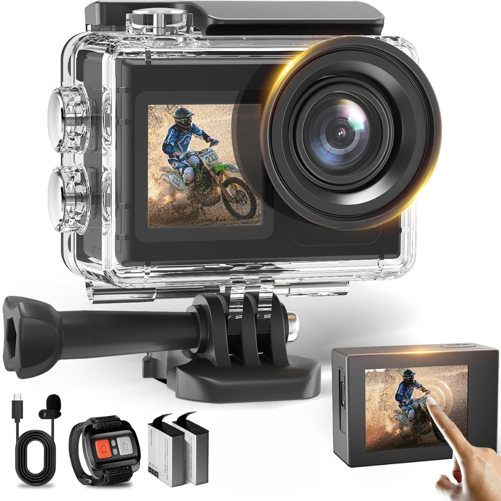 Camera Video Sport WiFi cu Telecomanda, 5K/30FPS, 24MP, LCD 2.0”, Ungh ...