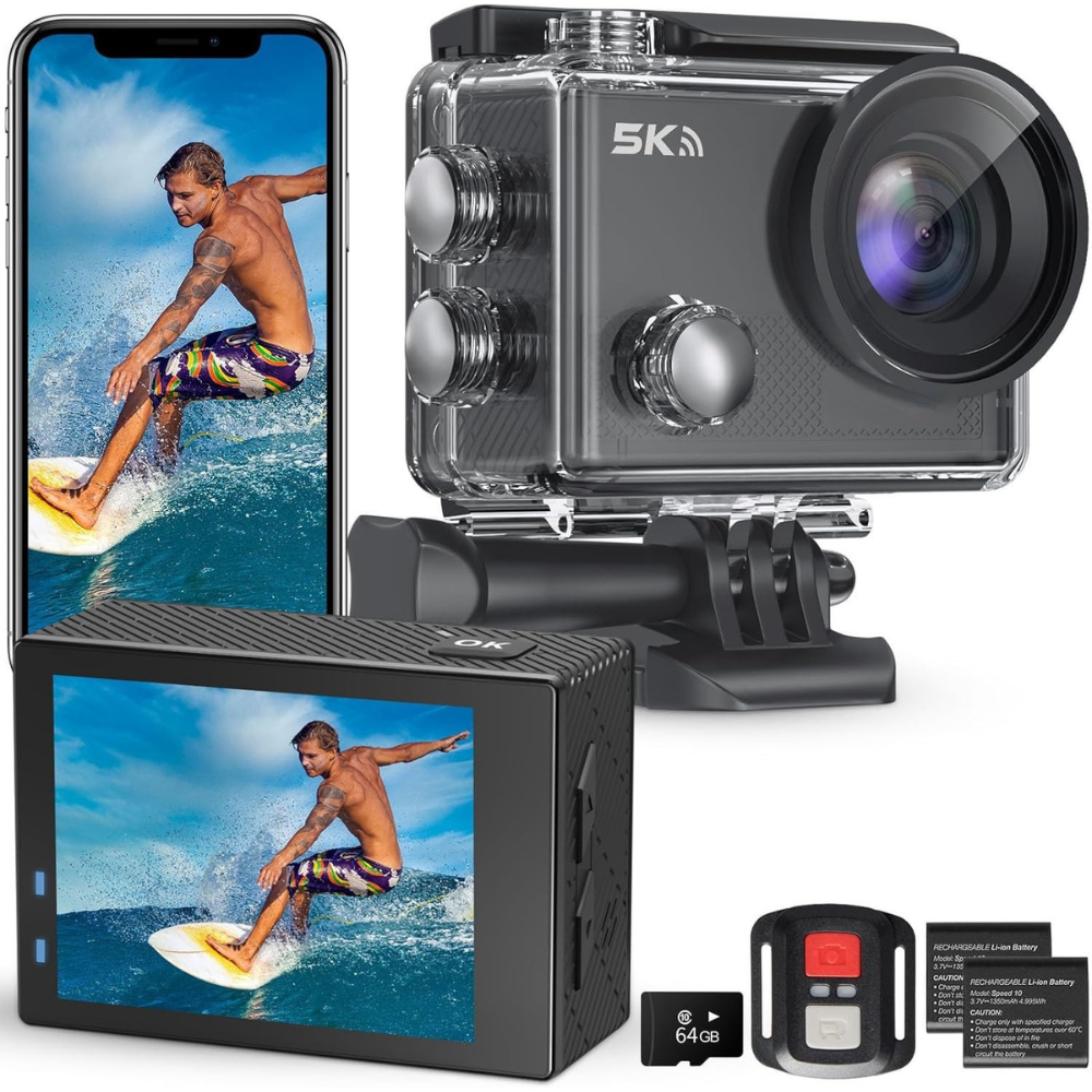 Camera Video Sport WiFi cu Telecomanda, 5K/30FPS, 30MP, LCD 2.0”, EIS ...
