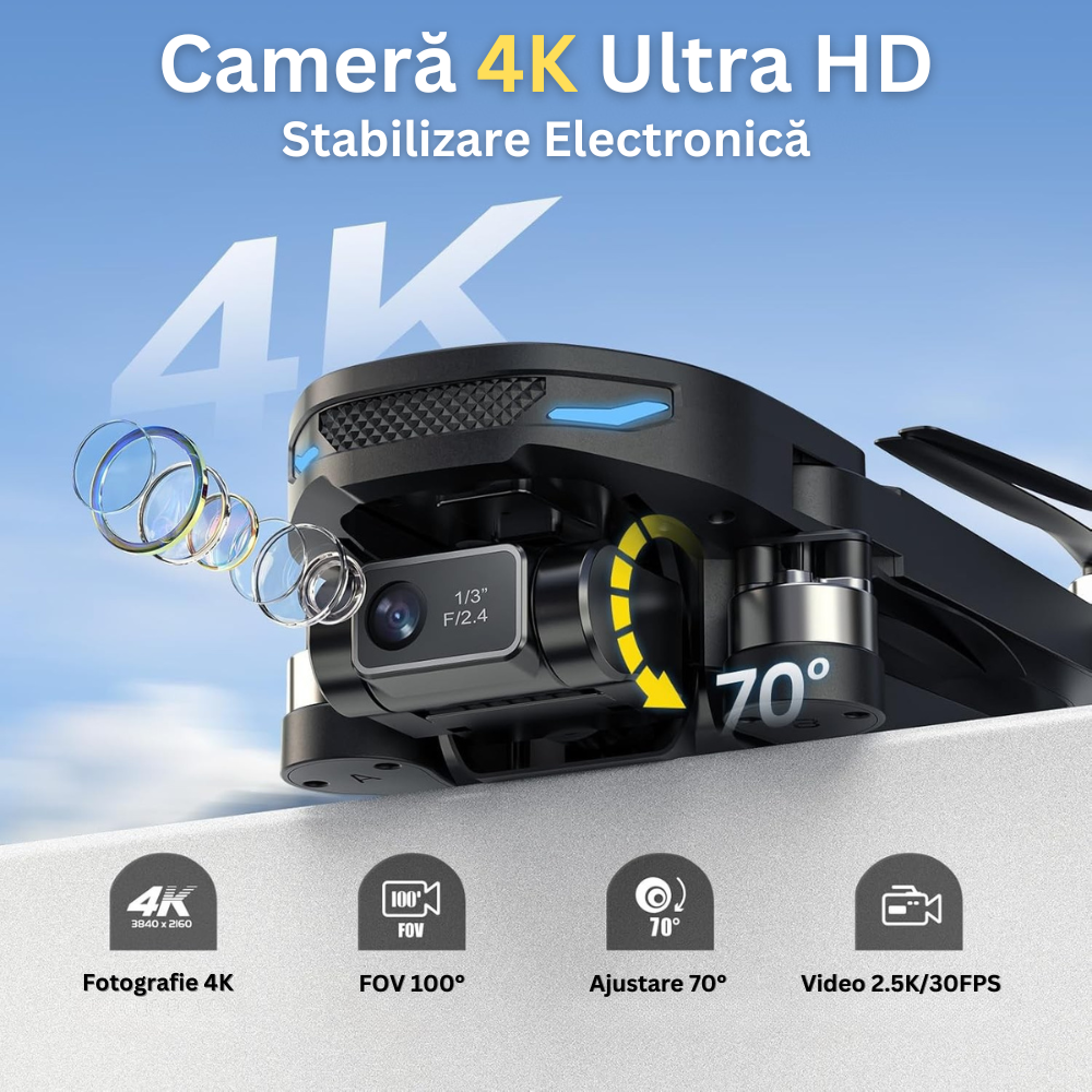 Drona cu Telecomanda D65, Camera 4K, WiFi 5G, GPS, Retur Automat, Gimb ...