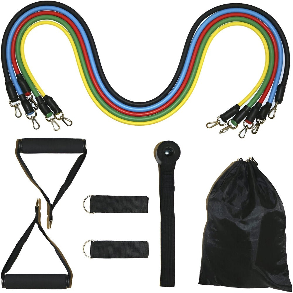 Set de Benzi, 11 Piese pentru Antrenament Acasa - 5 Corzi Elastice Ext ...